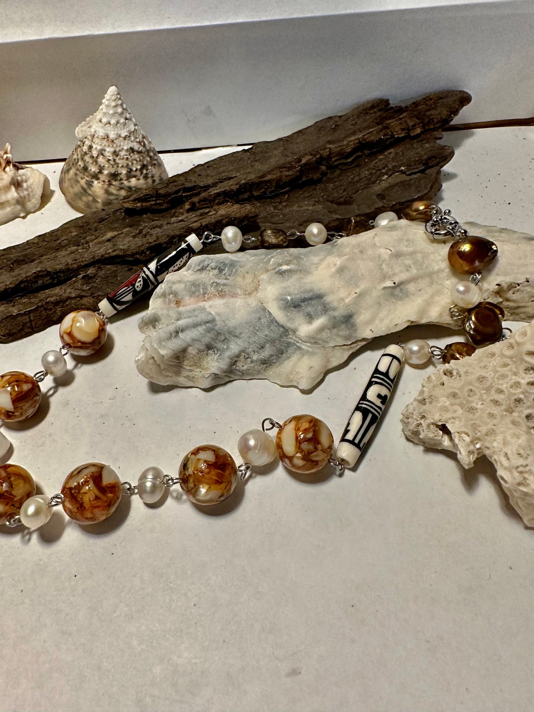Shells,pearls and African Beads - Etsy