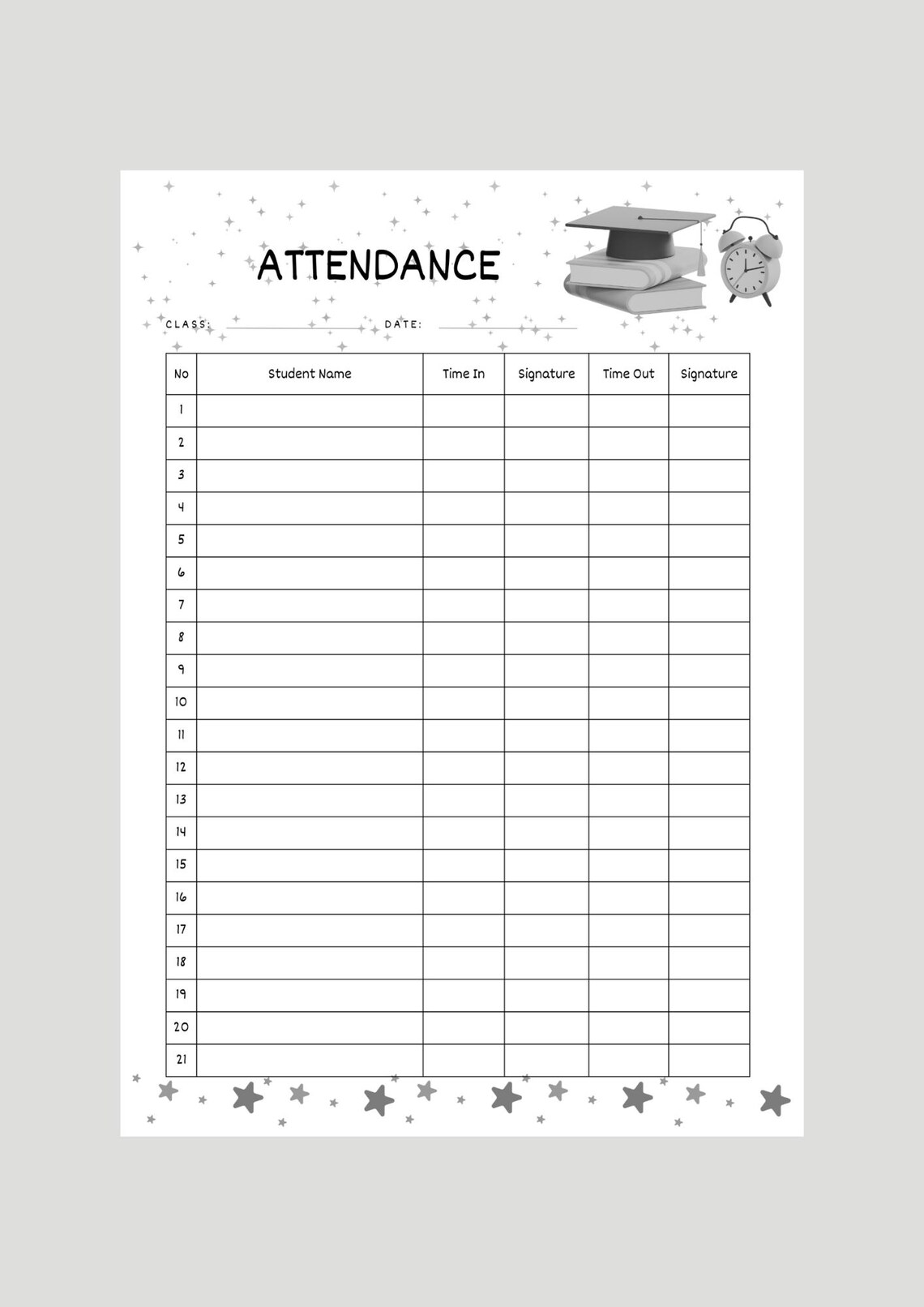 Attendance List,printable Time in Timeout,printable Tracker for ...