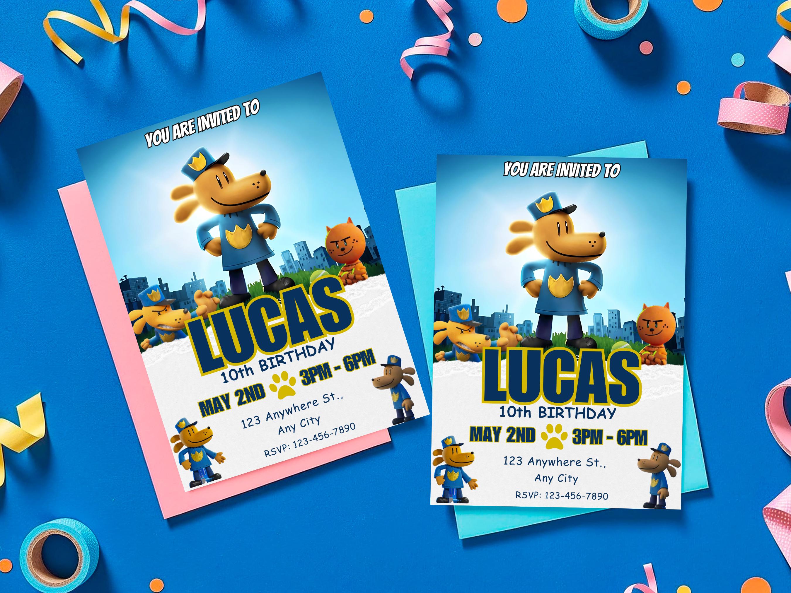 Editable Dogman Birthday Invitation, Dogman Birthday Invitation, Kids ...