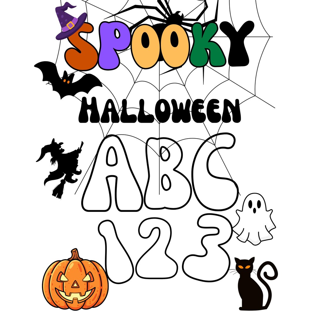 Spooky Halloween Letters and Numbers |PDF & PNG | Large Bubble ...