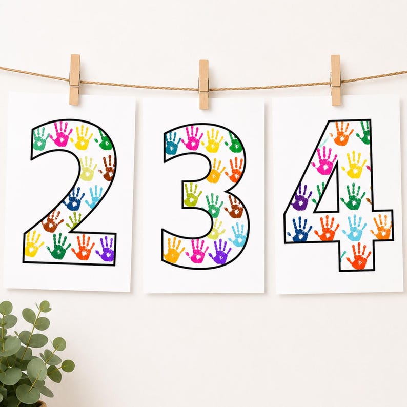 Handprint Alphabet and Numbers Printable | Kids Learning Wall Art | A-Z ...