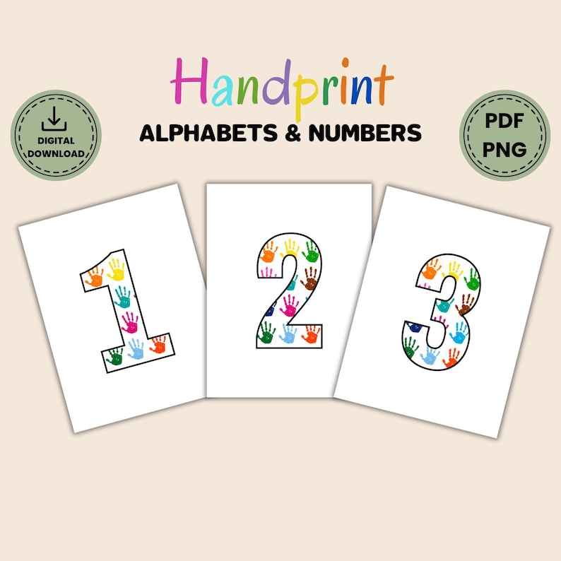 Handprint Alphabet and Numbers Printable | Kids Learning Wall Art | A-Z ...