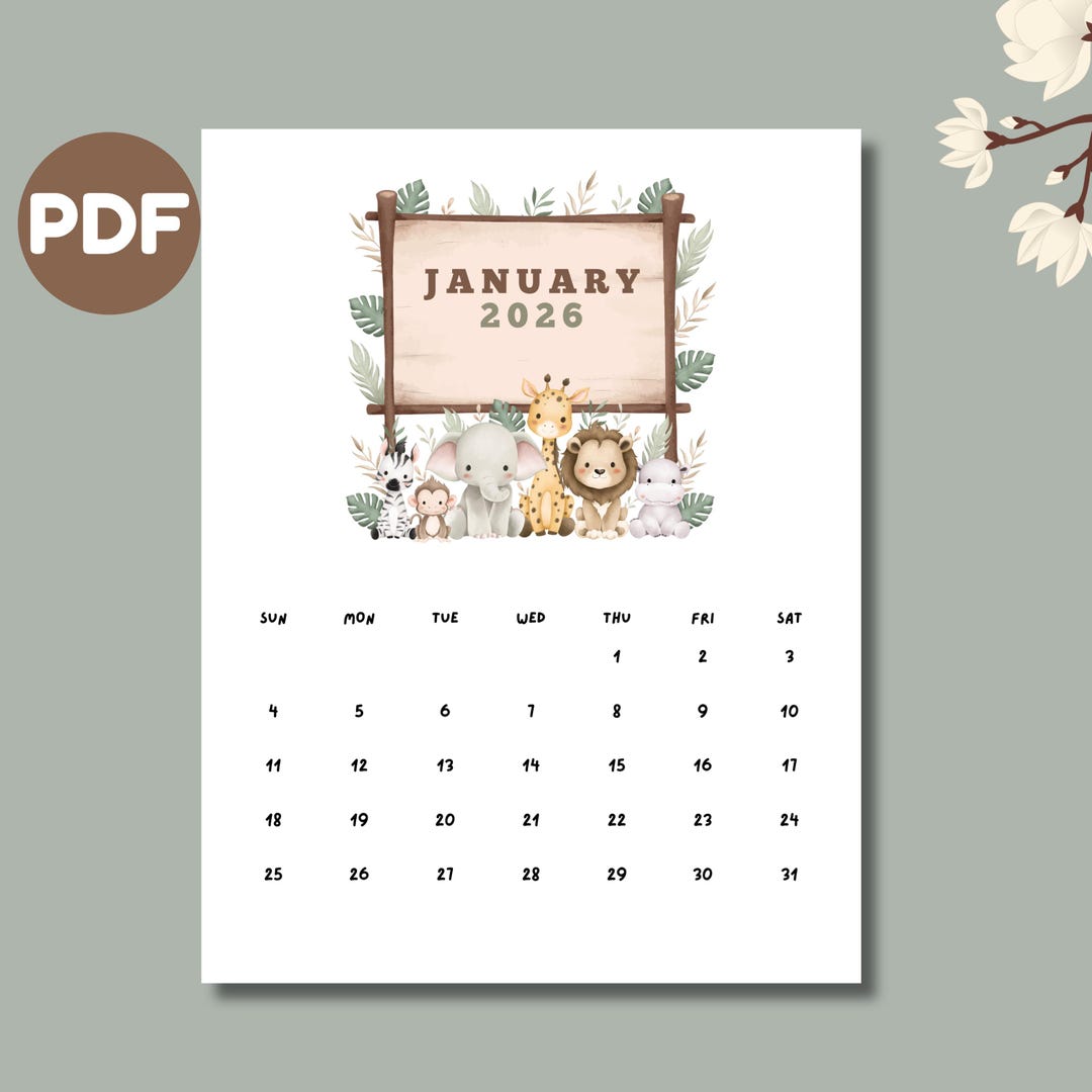 Printable Calendar 2026 for Kids | Cute Animal Calendar | Monthly ...