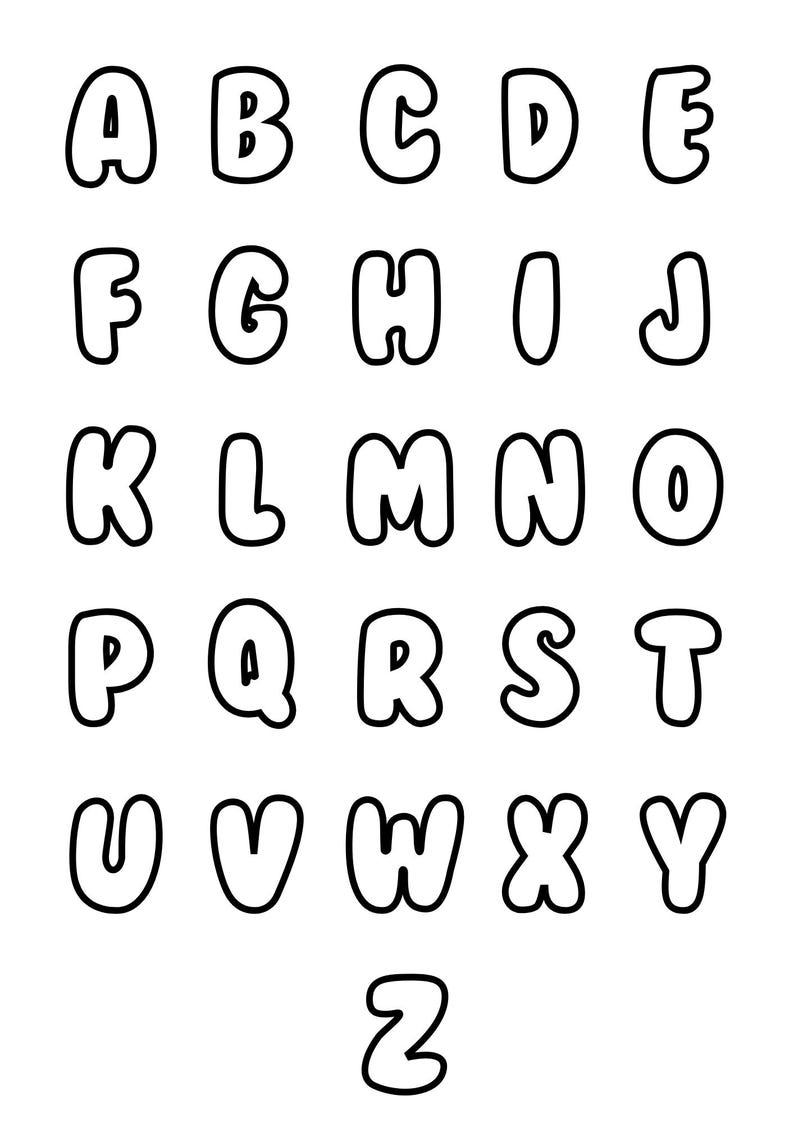 Large Bubble Alphabet and Numbers (0-9) Templates| Printable Block ...