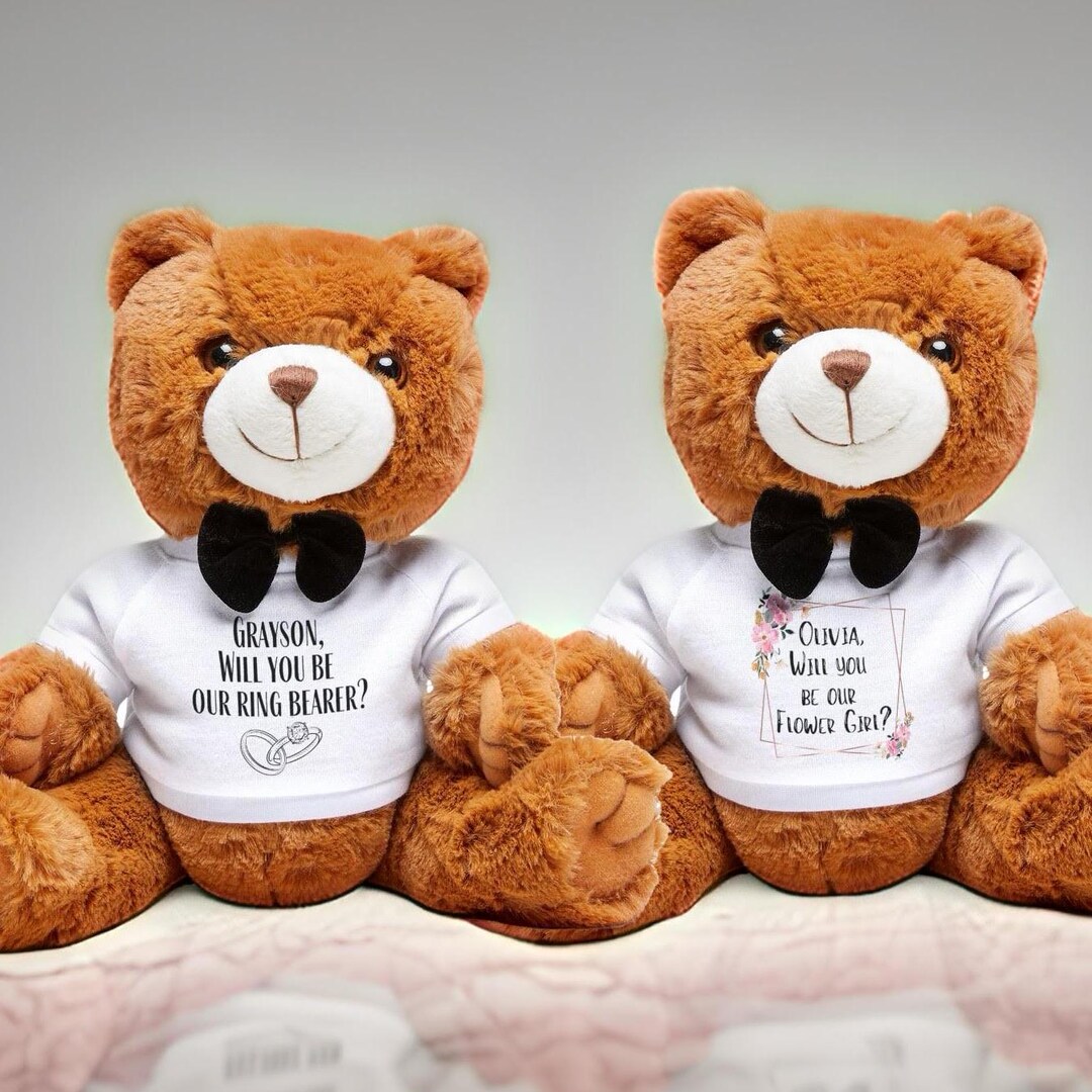 Personalized Flower Girl or Ring Bearer Proposal Teddy Bear, Customized ...