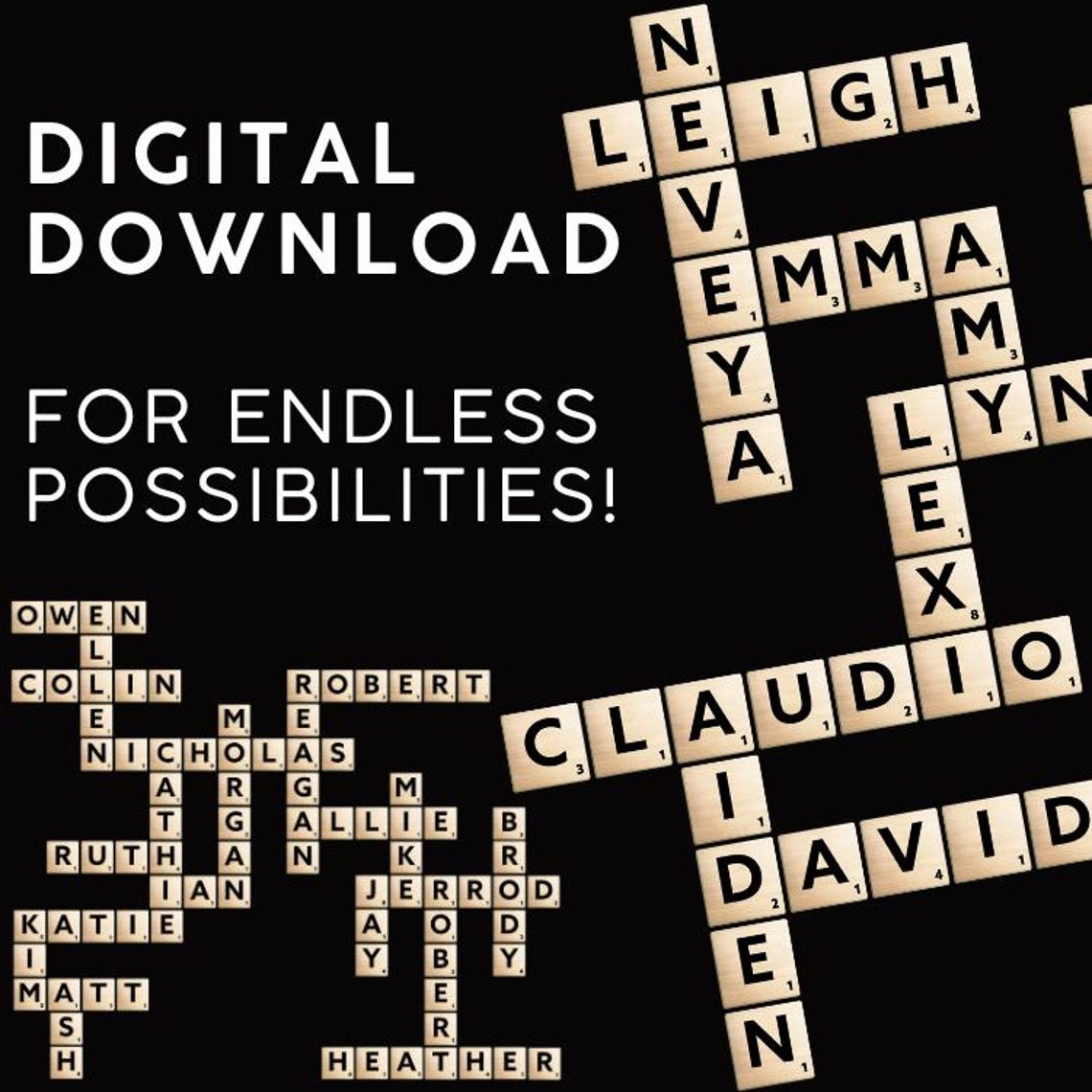 Personalized Scrabble Name Digital Download. Perfect for Any Surface ...