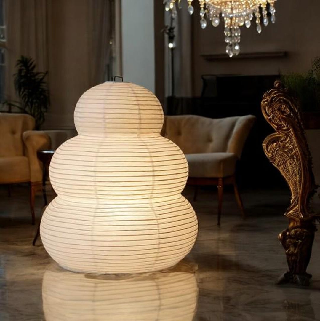 Japanese Style LED Rice Paper Desk Lamp Tricolor Dimming for Home Art ...