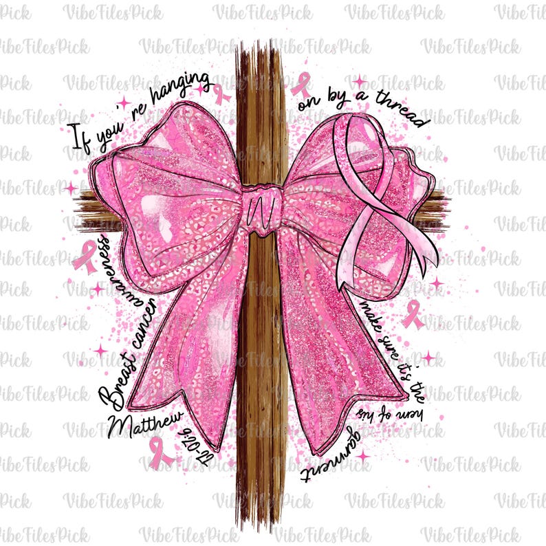 Jesus Pink Bow Cross Breast Cancer Png, Pink Ribbon Png, Breast Cancer ...