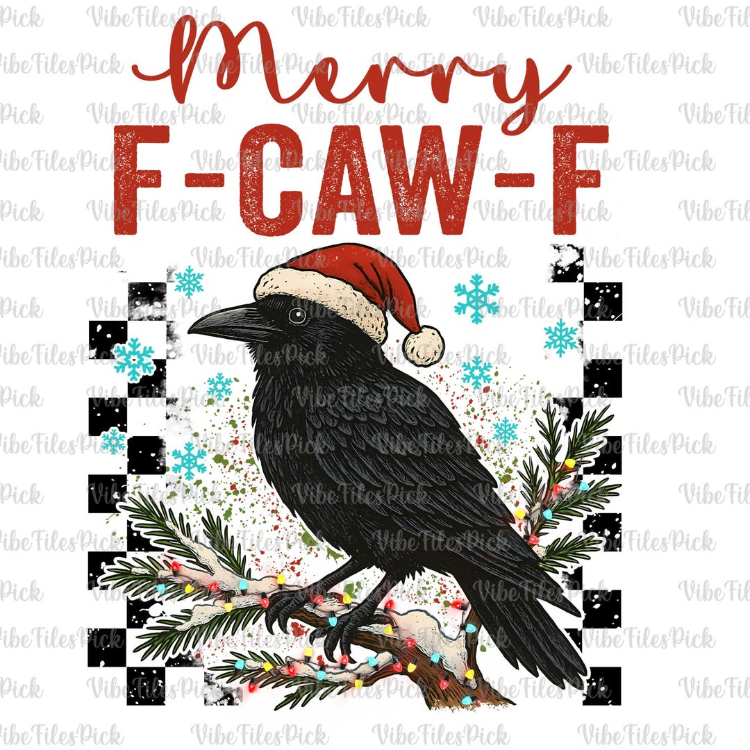 Merry Christmas F-caw-f Png, Vintage Dark Bird Santa Hat Png, Funny ...