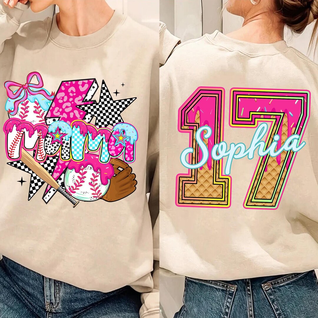 Custom Baseball Number Drip Bundle Png, Baseball Ice Cream Drip Png ...