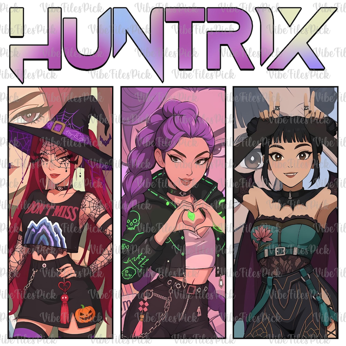 Spooky Huntrix Halloween PNG, Kpop Demon Hunters Clipart, Saja Girls ...