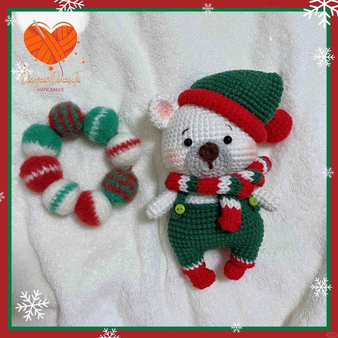 Crochet Christmas Bear Pattern Amigurumi Bear, DIY Crochet Toy, Holiday ...