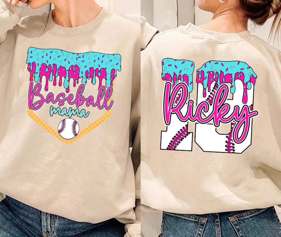 Custom Baseball Number Drip Bundle Png, Baseball Ice Cream Drip Png ...