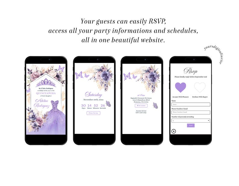 Lilac Purple Princess Gown Mis Quince Anos RSVP, Mexican Boho Princess ...