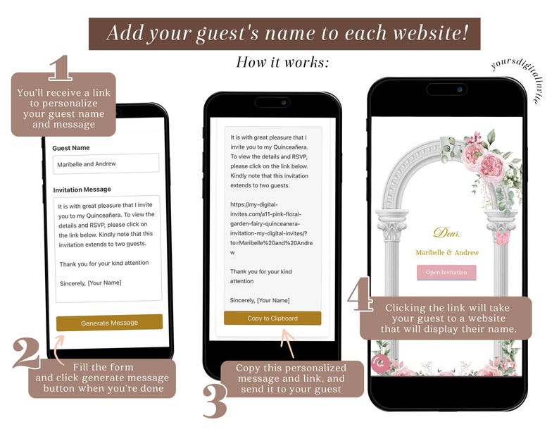 Fairytale Princess Pink Quinceañera Mobile Invite, Pink Floral Arch ...