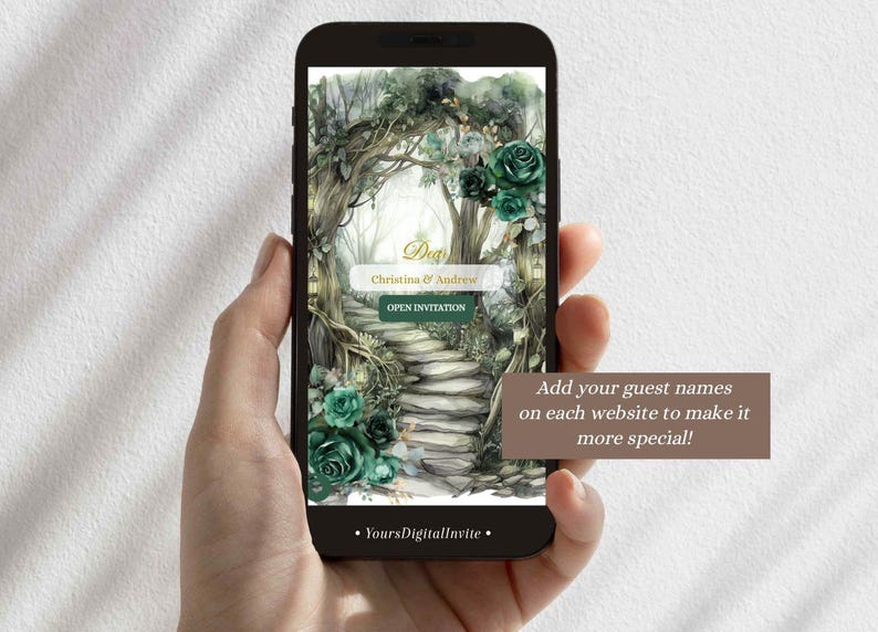 Emerald Green Whimsical Forest Quinceanera Mobile Invite, Enchanted ...