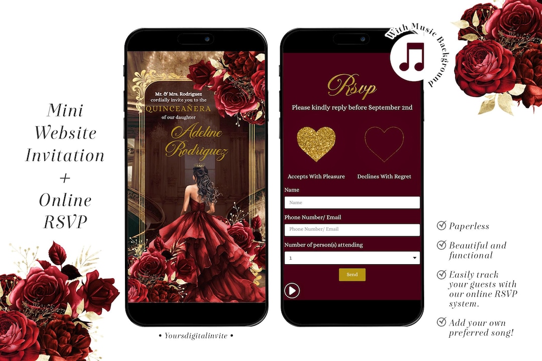 Elegant Royal Ballroom Red Burgundy Quince Girl Mini Web, Red Floral ...
