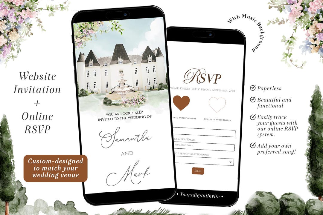 Custom Wedding Venue Digital Invitation With Online RSVP, Wedding Venue ...