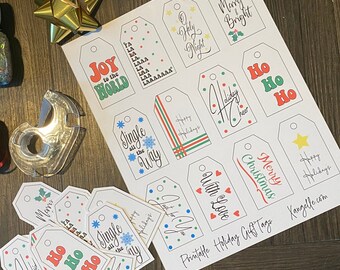 Holiday DIY Gift Tags Printable Mint Green and Gold Foil Theme Instant ...