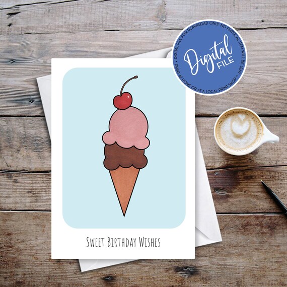 Printable sweet Birthday Wishes Birthday Card - Etsy