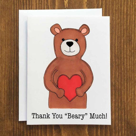 Thank You beary Much Card & Envelope Free - Etsy