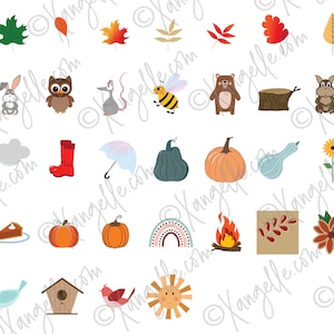 Cute Fall Clipart, Vectors AI, EPS, Jpg, Png, Pumpkins, Leaves ...