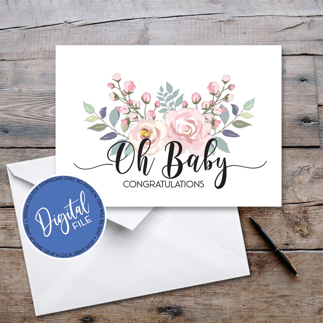 Printable "oh Baby, Congratulations" Baby Shower, New Baby, Expecting ...