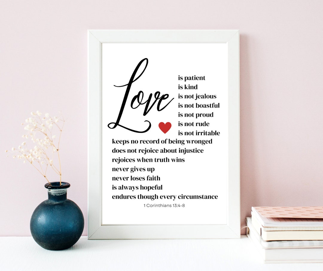 Love is - 1 Corinthians 13:4-8 - Instant Digital Download - Encouraging ...