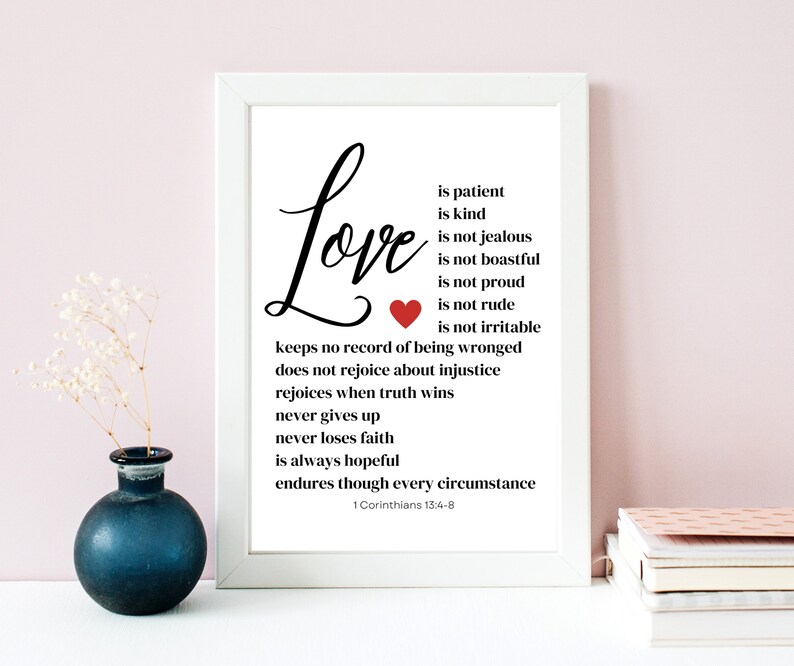 Love is 1 Corinthians 13:4-8 Instant Digital Download - Etsy