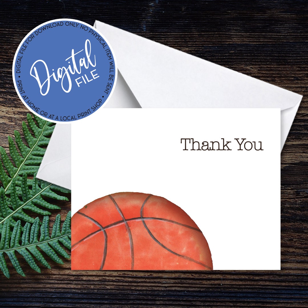 Watercolor Basketball Thank You Card for Coach,player, Team, Thank You ...