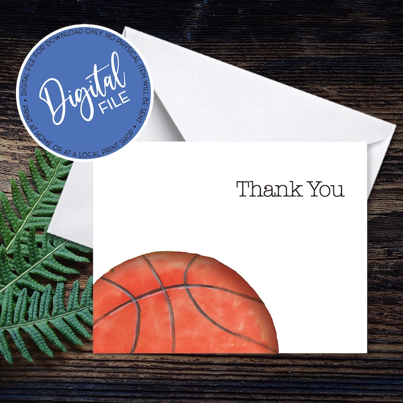 Watercolor Basketball Thank You Card for Coach,player, Team, Thank You ...