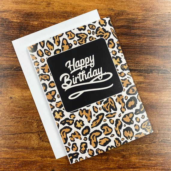 Leopard Print Happy Birthday Card & Envelope for Best Friend - Etsy