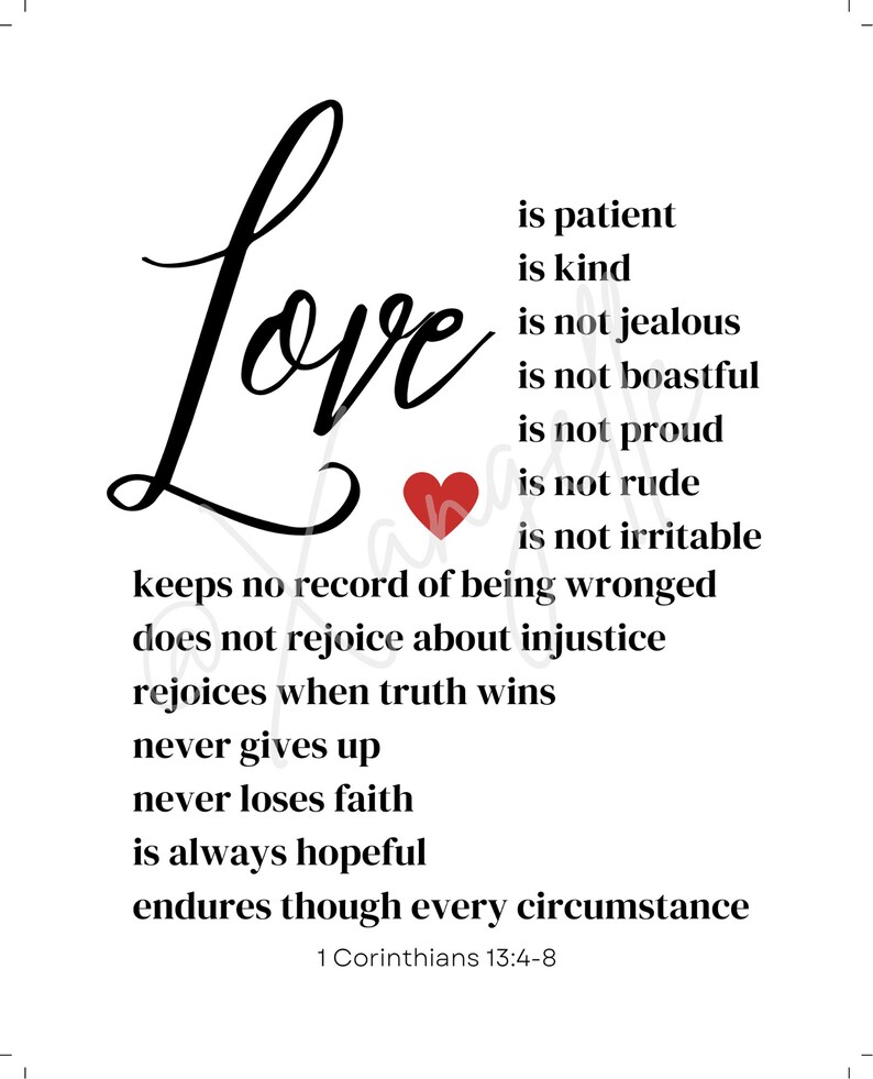 Love is 1 Corinthians 13:4-8 Instant Digital Download - Etsy