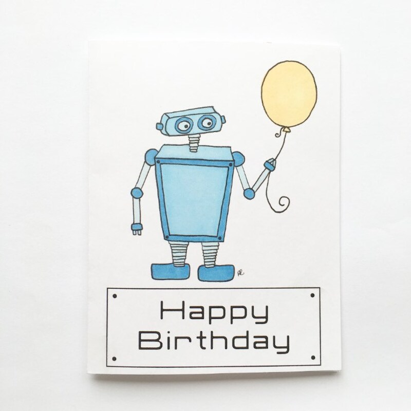 Robot Birthday Card - Etsy