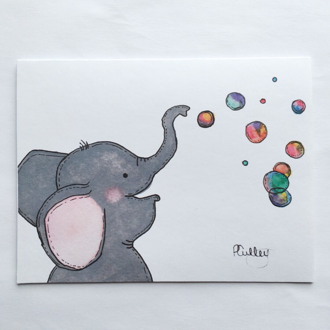Elephant Bubbles Card & Envelope to Send Love and Cheer, for Friend ...