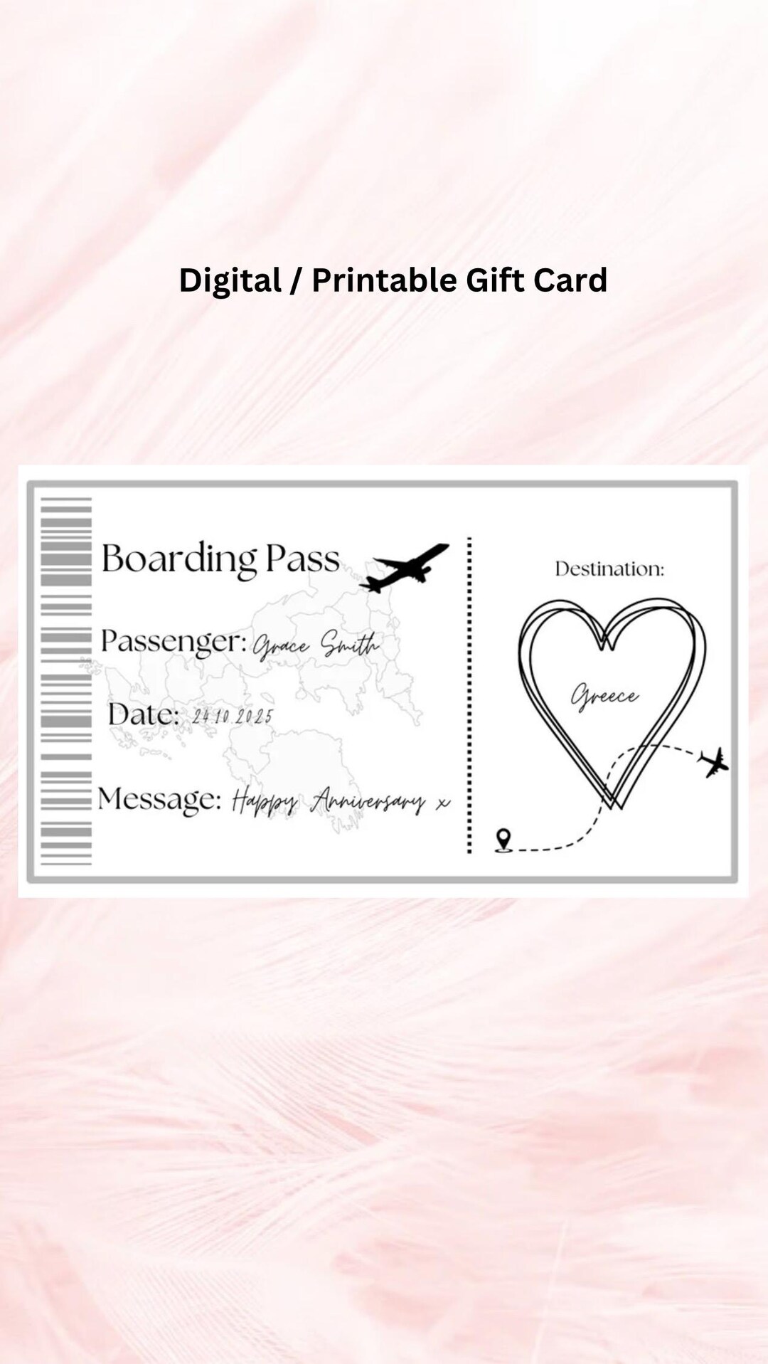 Custom Digital Boarding Pass Personalized Airline Ticket Unique Travel ...