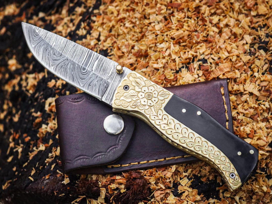 Pocket Knife Micarta Sheet 7'' Damascus Steel Knife Steel Click Lock ...