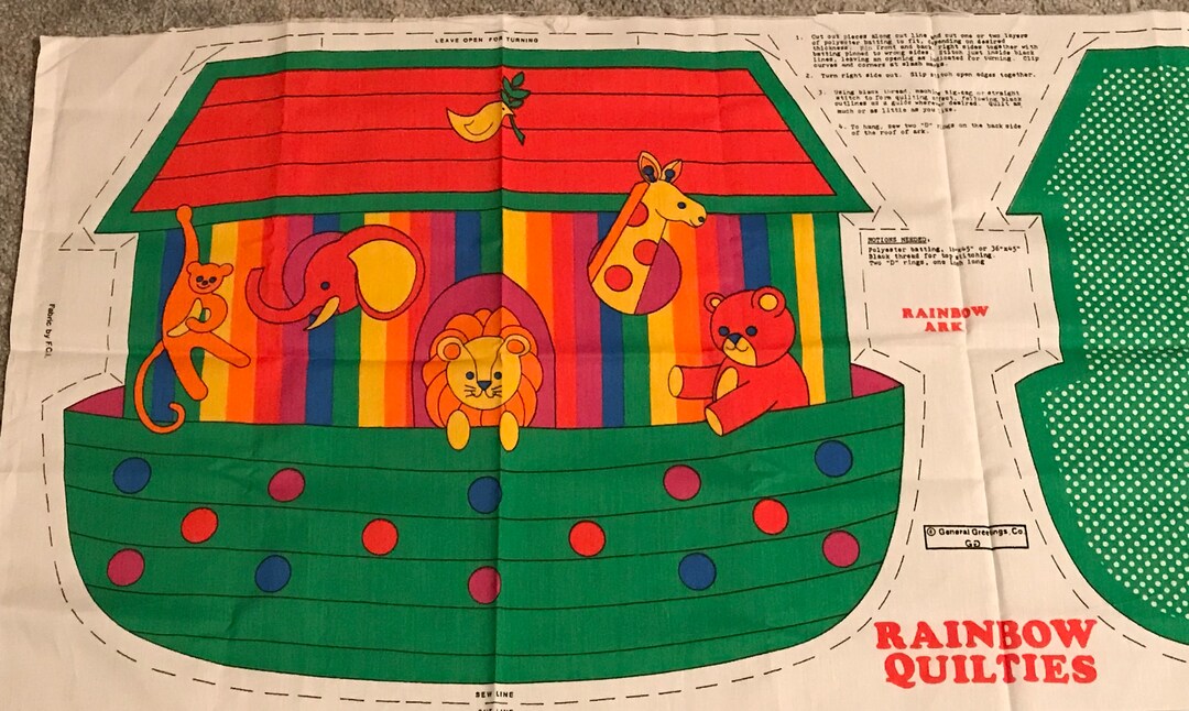 Rainbow Ark—preprinted Fabric Panel—rainbow Quilties - Etsy