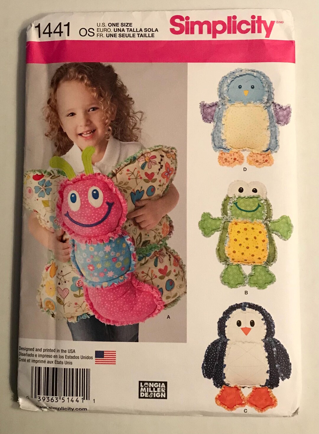 Simplicity-sewing Pattern—rag Quilted Animal Pillows—uncut—factory ...