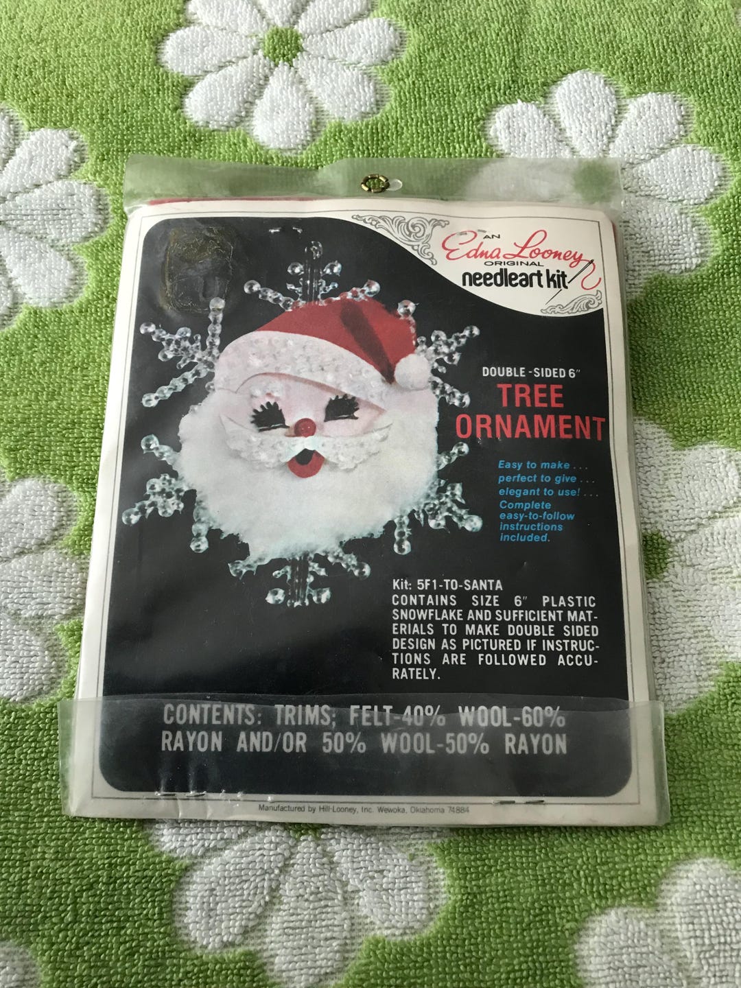 Vintage—edna Looney—double Sided 6”—christmas Tree Ornament Kit—santa ...