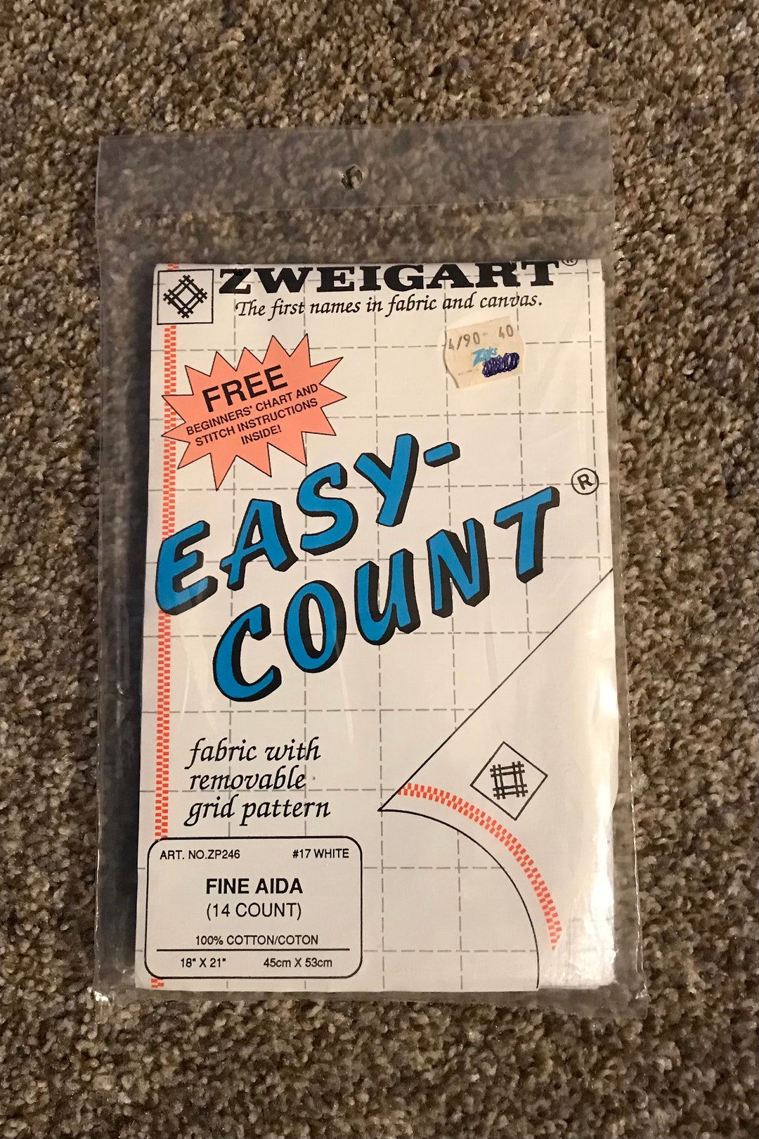 Zweigart—easy Count—14 Count Aida Cloth—white—cross Stitch Fabric With ...