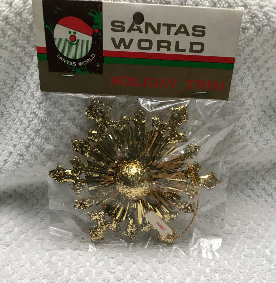 Vintage—nos—gold—atomic Starburst—christmas Ornament—tinsel Snowflake ...
