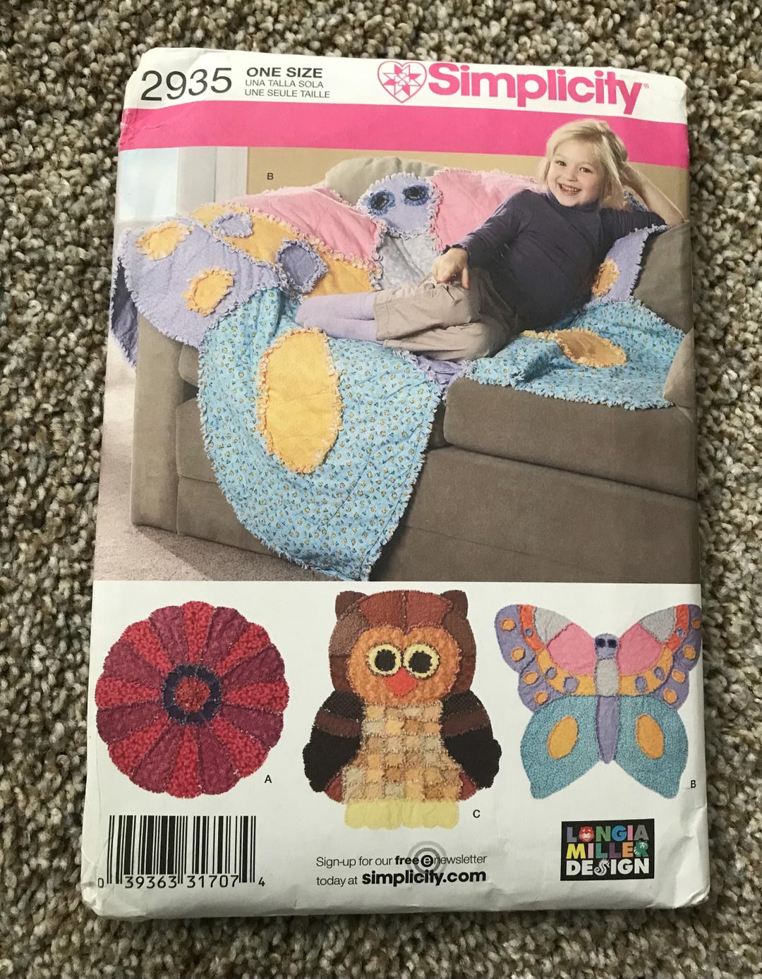 Simplicity-sewing Pattern—rag Quilts—butterfly, Owl & Flower—uncut ...