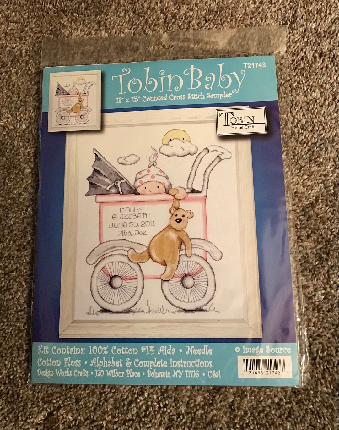 Tobin—baby Girl—baby Birth Record—counted Cross Stitch Sampler—baby ...