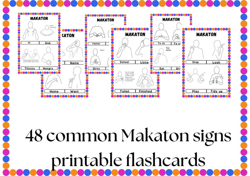 48 Makaton Sign Flash Cards. Print at Home. Suitable for Asd/autism ...