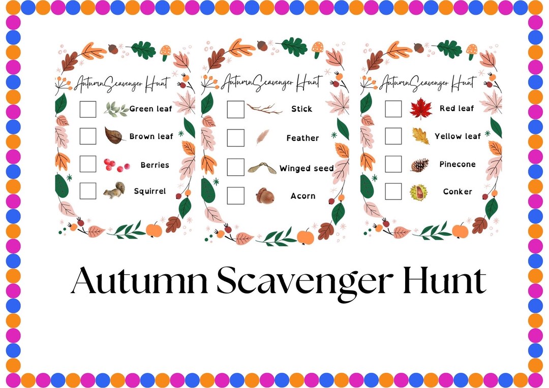 Autumn Scavenger Hunt, Outdoor Treasure Hunt Printable, Scavenger Hunt ...