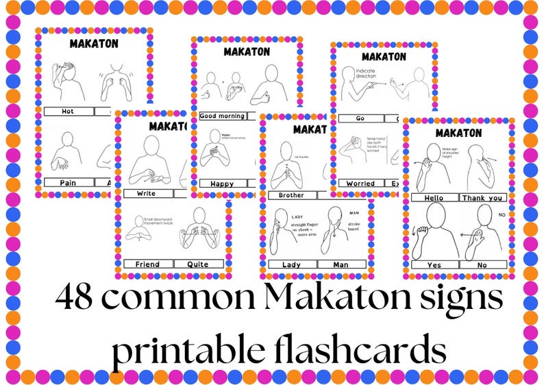 48 Makaton Sign Flash Cards. Print at Home. Suitable for Asd/autism ...