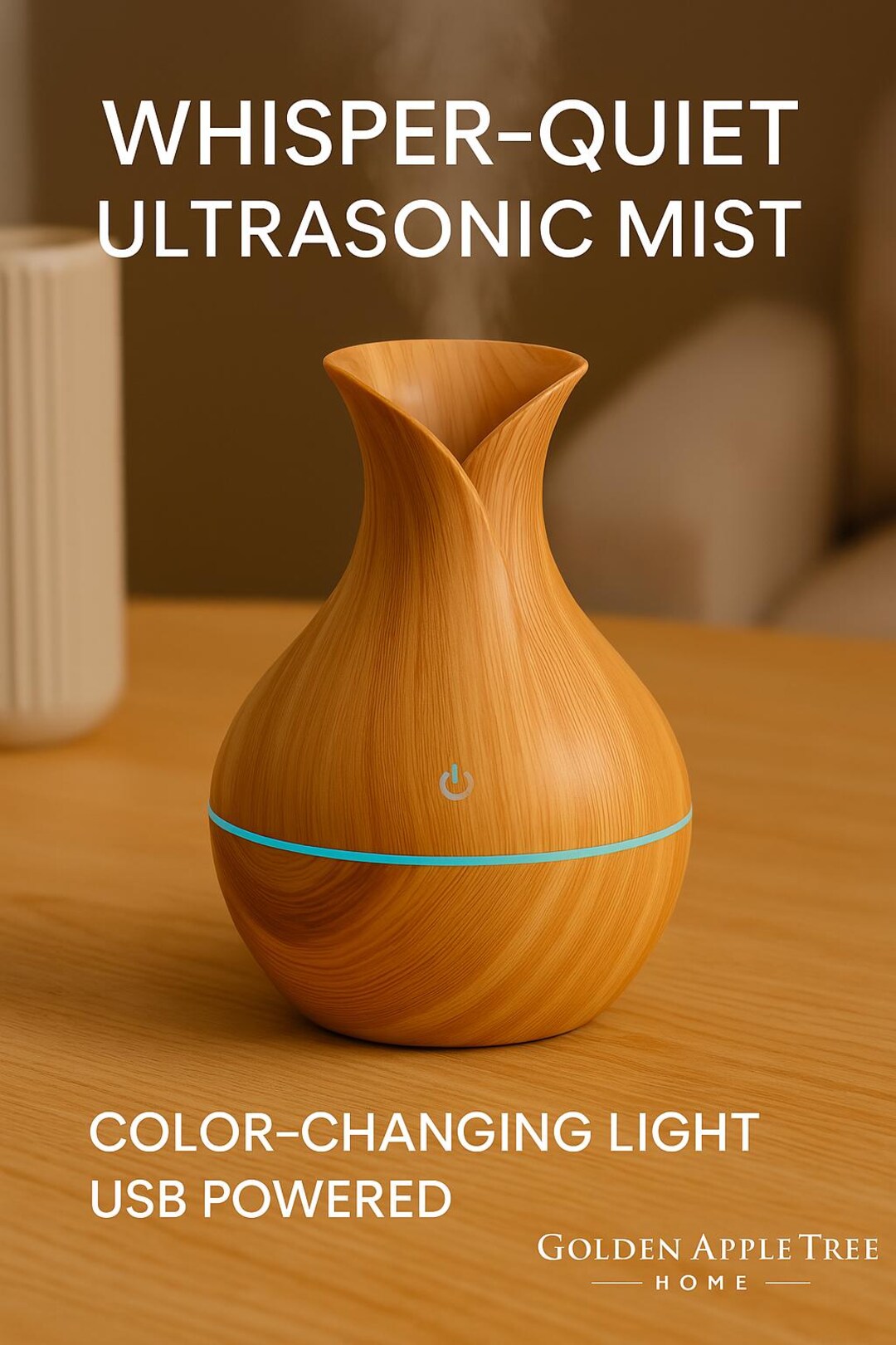 Tulip-shaped Ultrasonic Aroma Diffuser – Wood Grain LED Humidifier | Spa Decor, Essential Oil ...