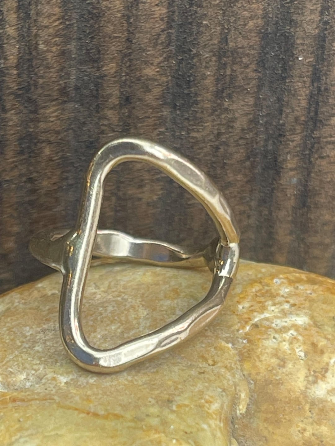 Ring, Solid Brass Abstract Design, Handmade, Size 4, Welded and Hammer ...