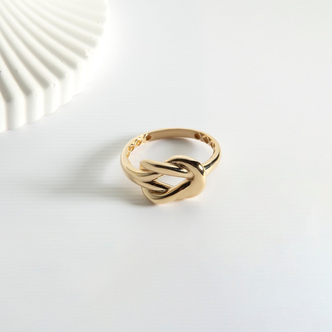 14K Solid Gold Infinity Ring, Gold Infinity Knot Ring, Wide Knot Gold ...